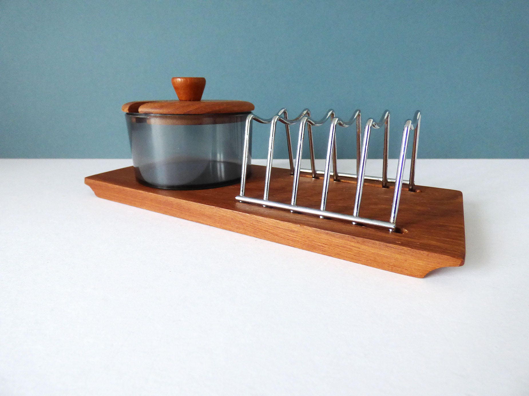 Teak Vintage Jam Pot and toast rack