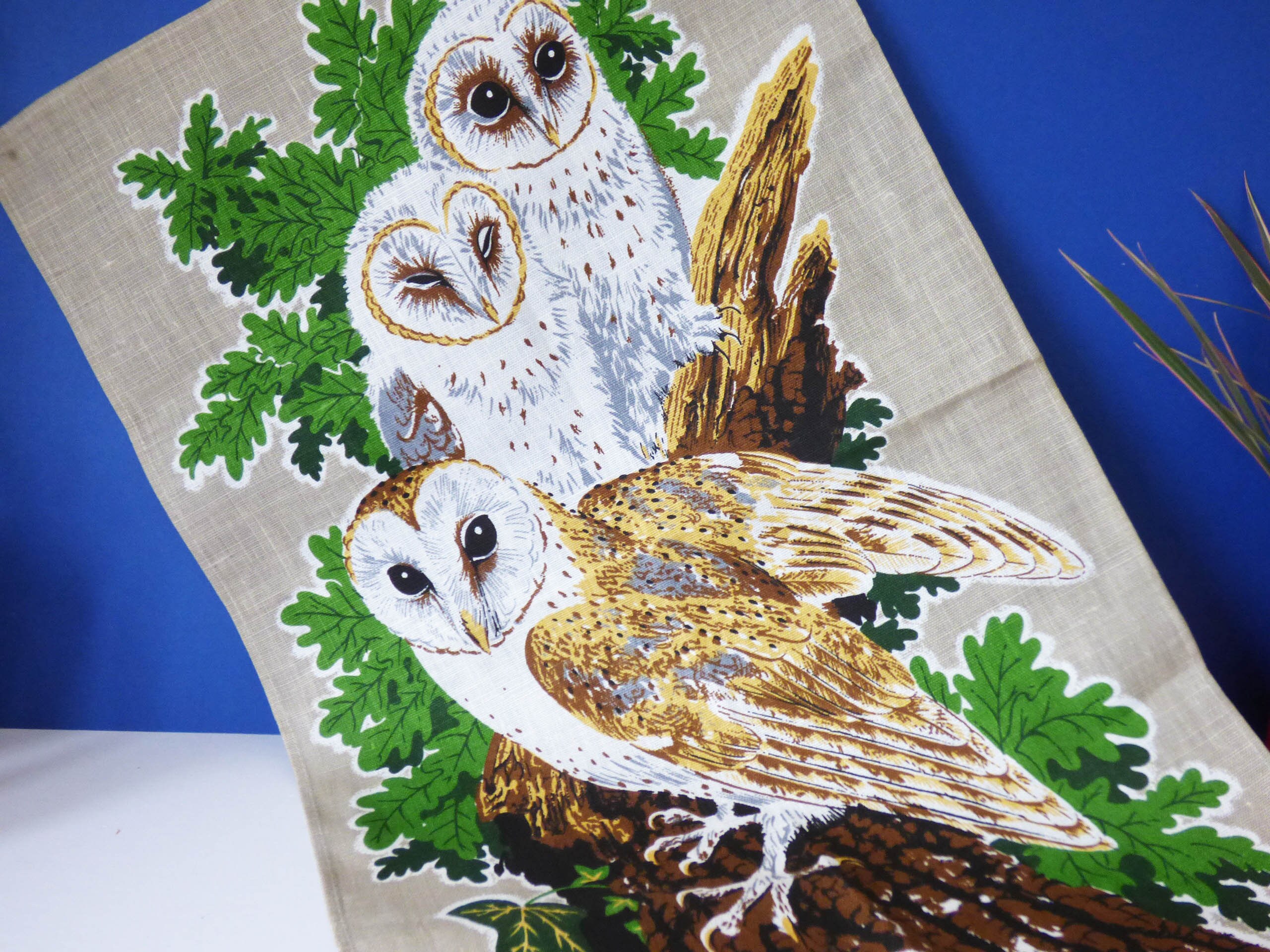 Owl tea towel vintage