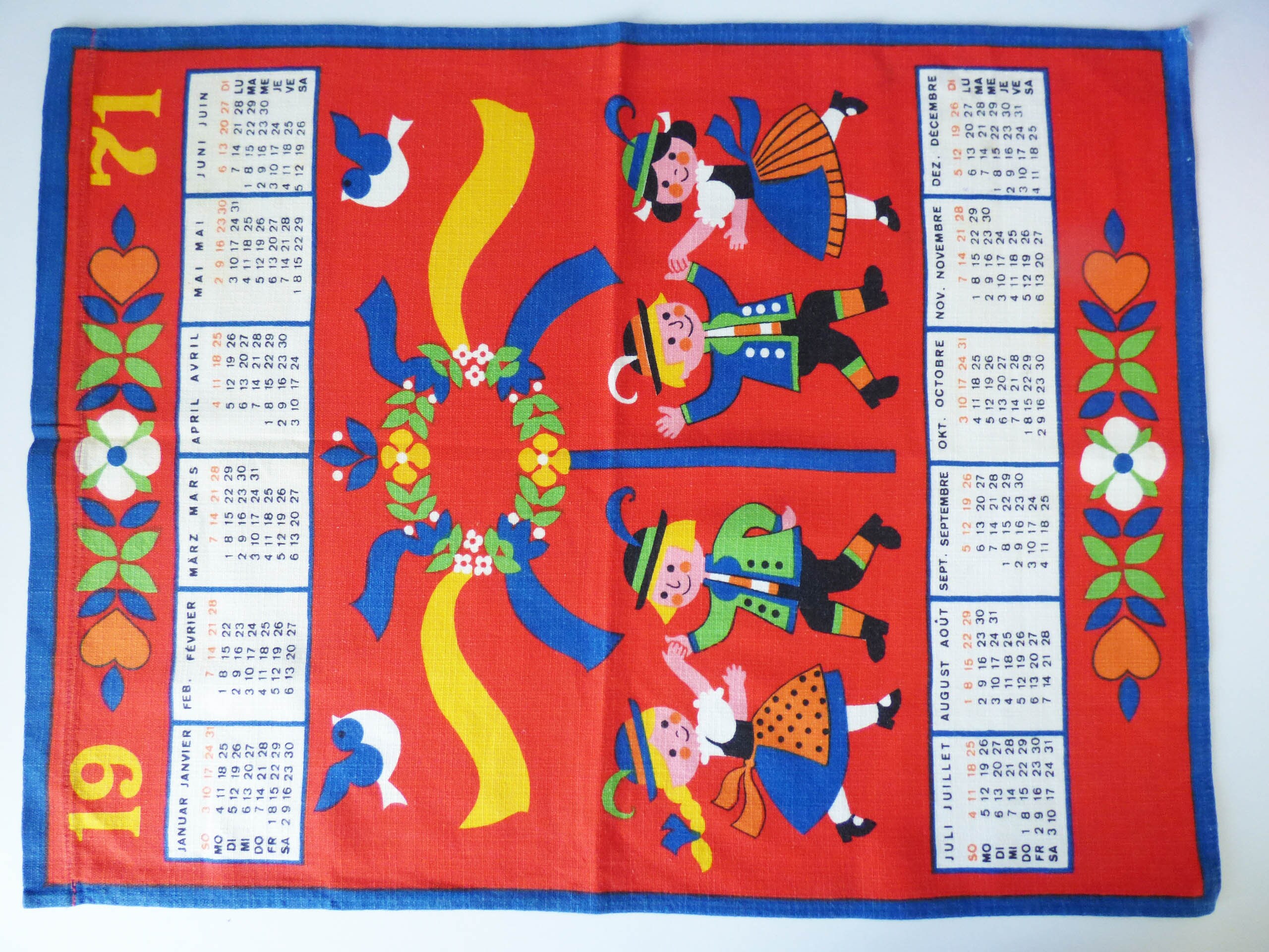 Vintage 1971 calendar wall hanging