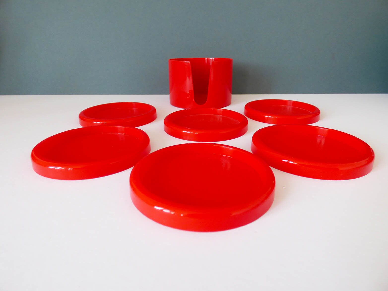 Vintage coasters red plastic