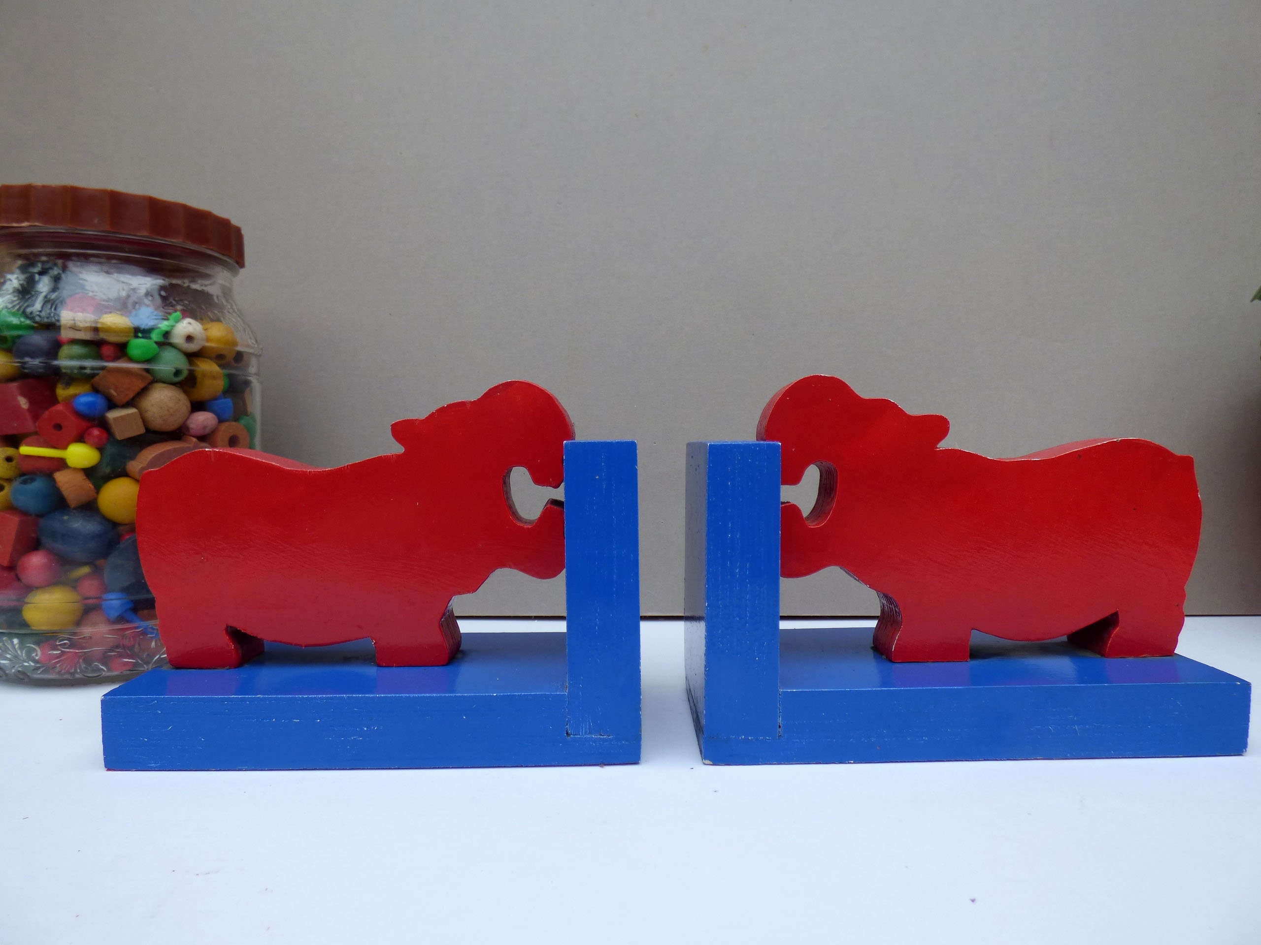 Vintage 1970s bookends hippo’s handmade
