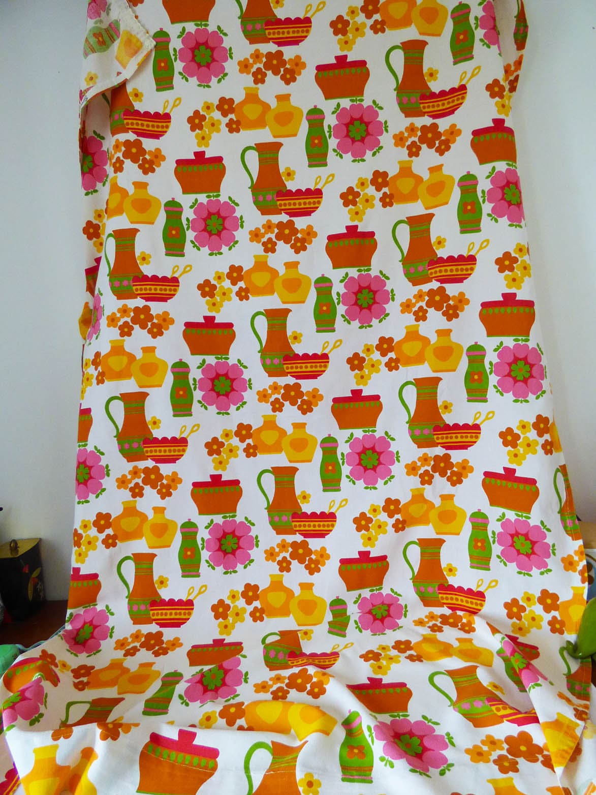 Vintage kitchen themed Fabric Material MCM Retro Single Curtain 108cm x ...