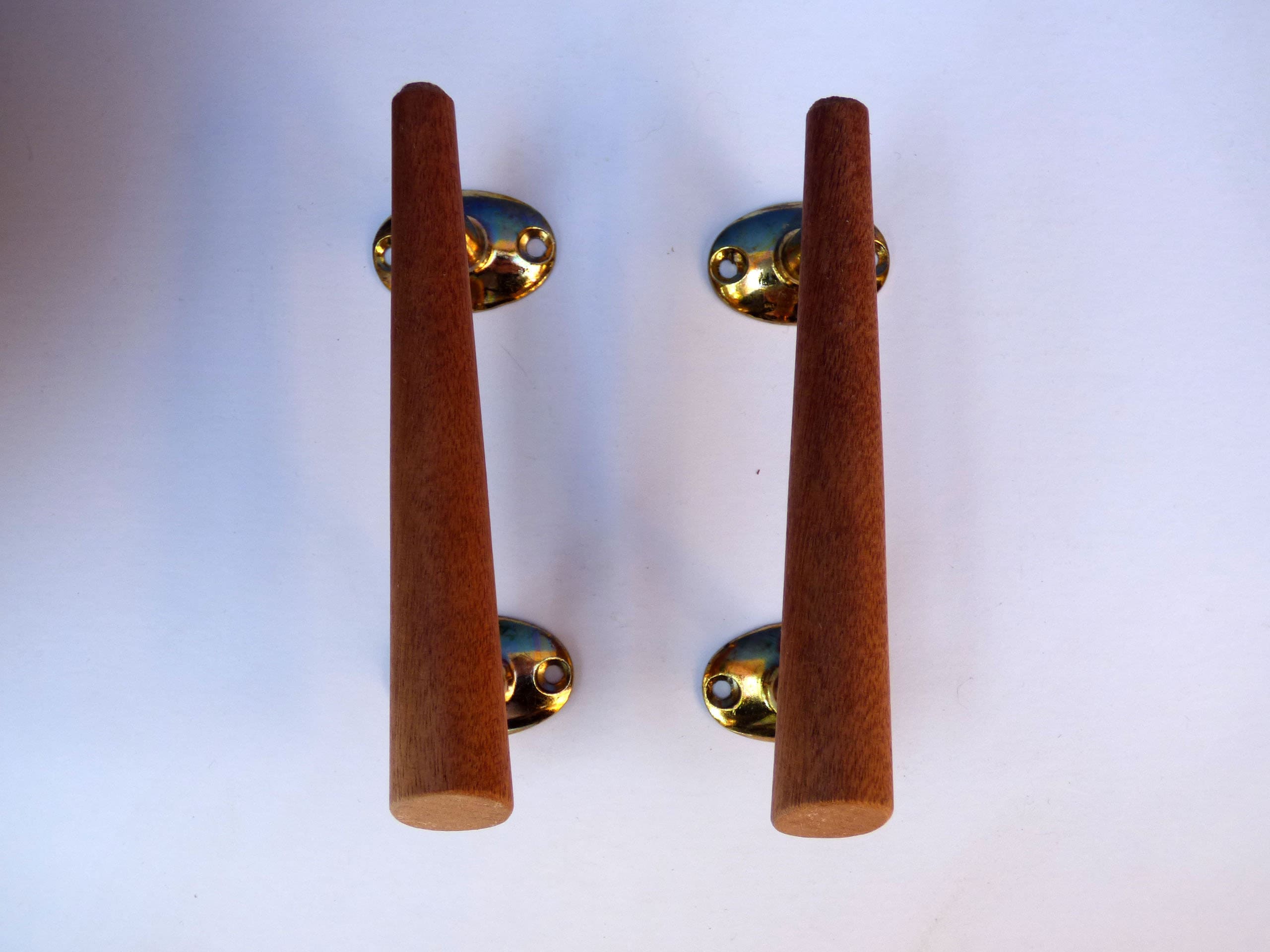 Original teak handles 60s Wilbec cupboard handles