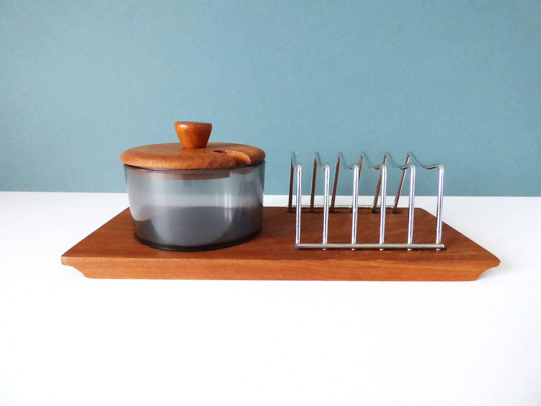 Teak Vintage Jam Pot and toast rack