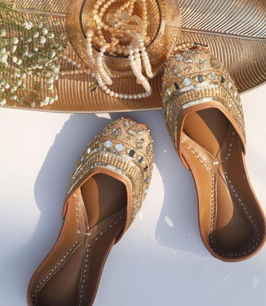 Mirror Gold Bridal Jutti: Handcrafted Indian Wedding Shoes,jaipur Jutti ...