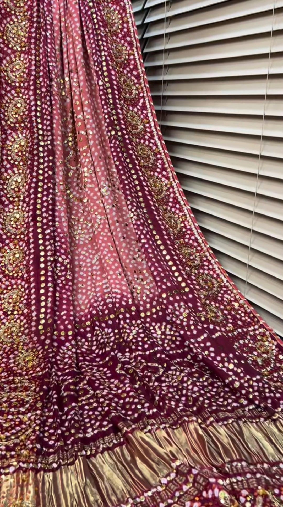 Pink Gaji Silk Kamdani Shawl, Sequin Embroidery, Indian Wedding Dupatta ...