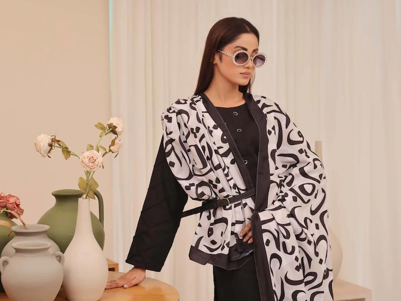 Urdu Calligraphy Dupatta | Islamic Scarf for Women | Sufi Poetry Shawl ...