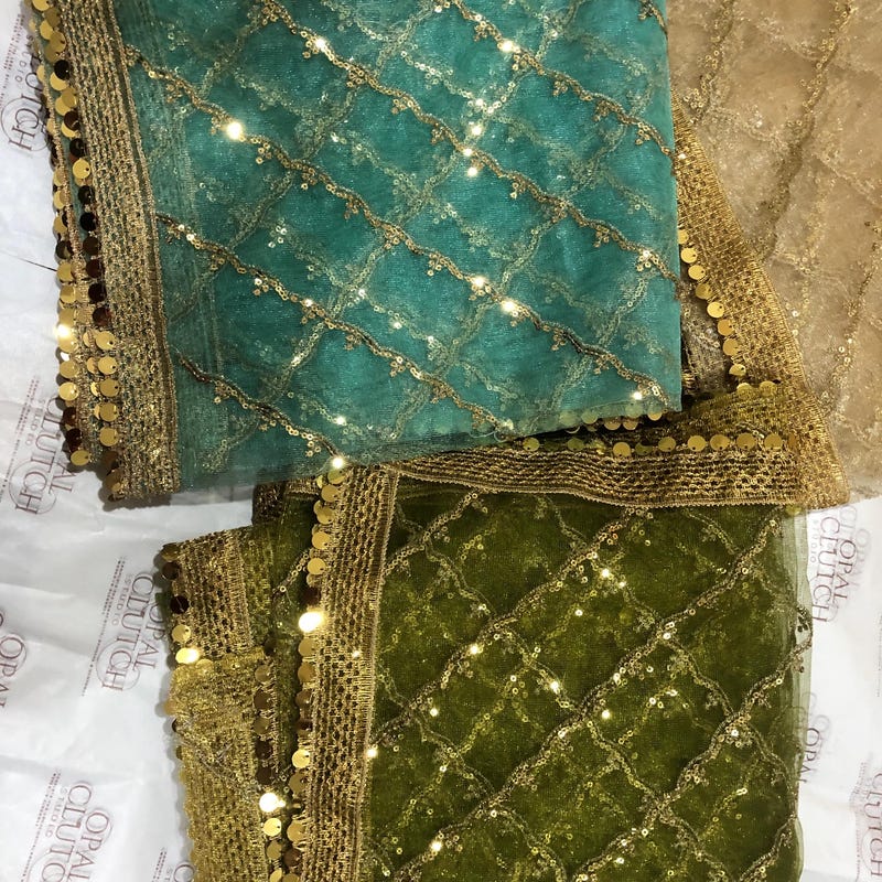 Green Embellished Shawl - Etsy