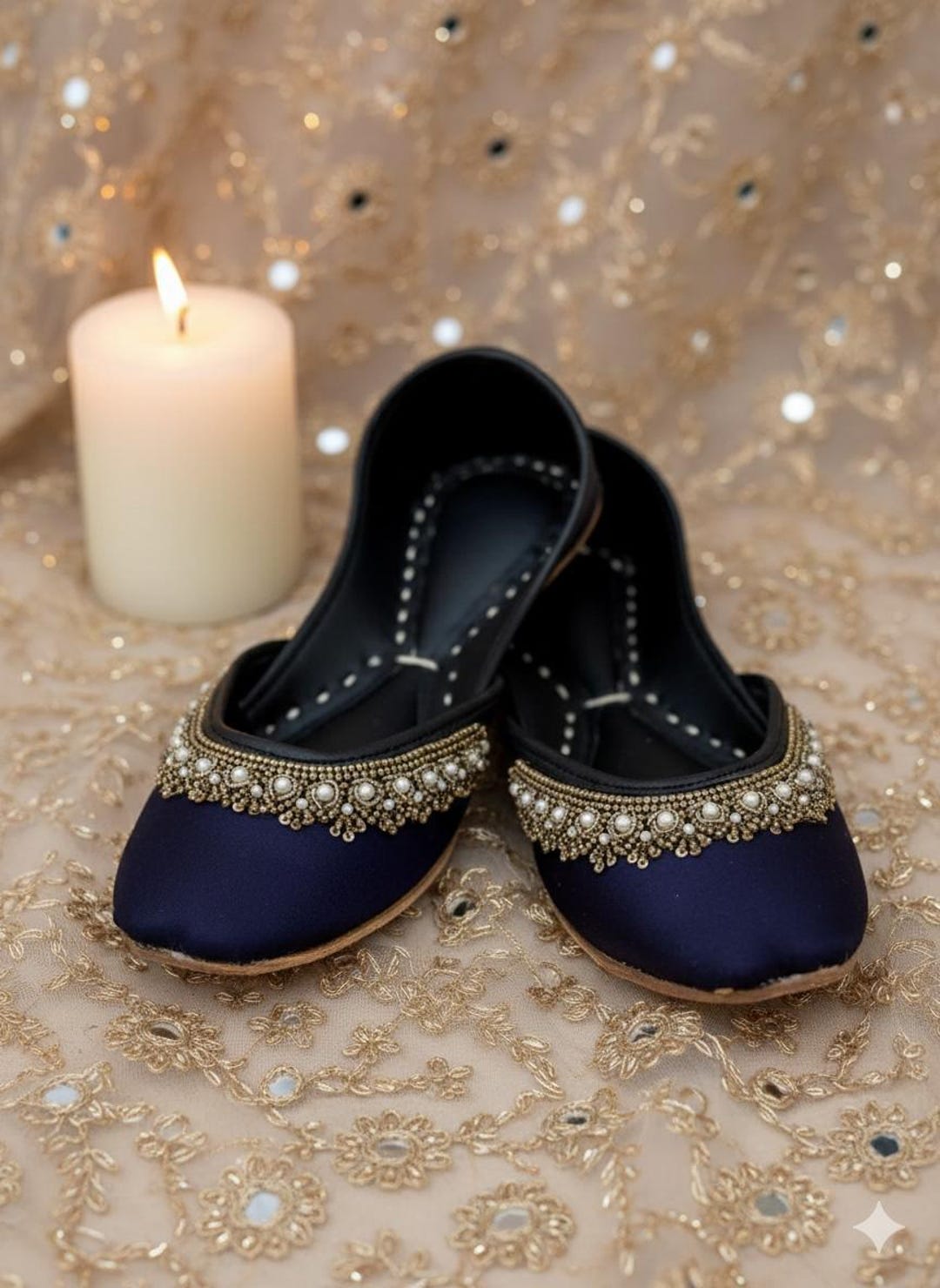 Sapphire Blue Silk Jutti: Handmade Punjabi Mojari Khussa Flats,khussa ...