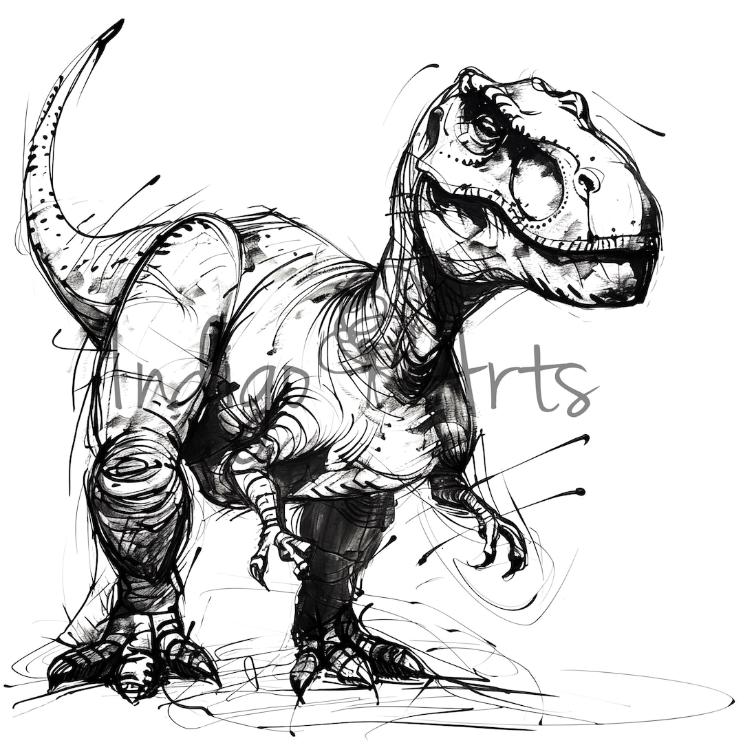 Tyrannosaurus Rex Digital Download JPG High Res Drawing of T-rex ...