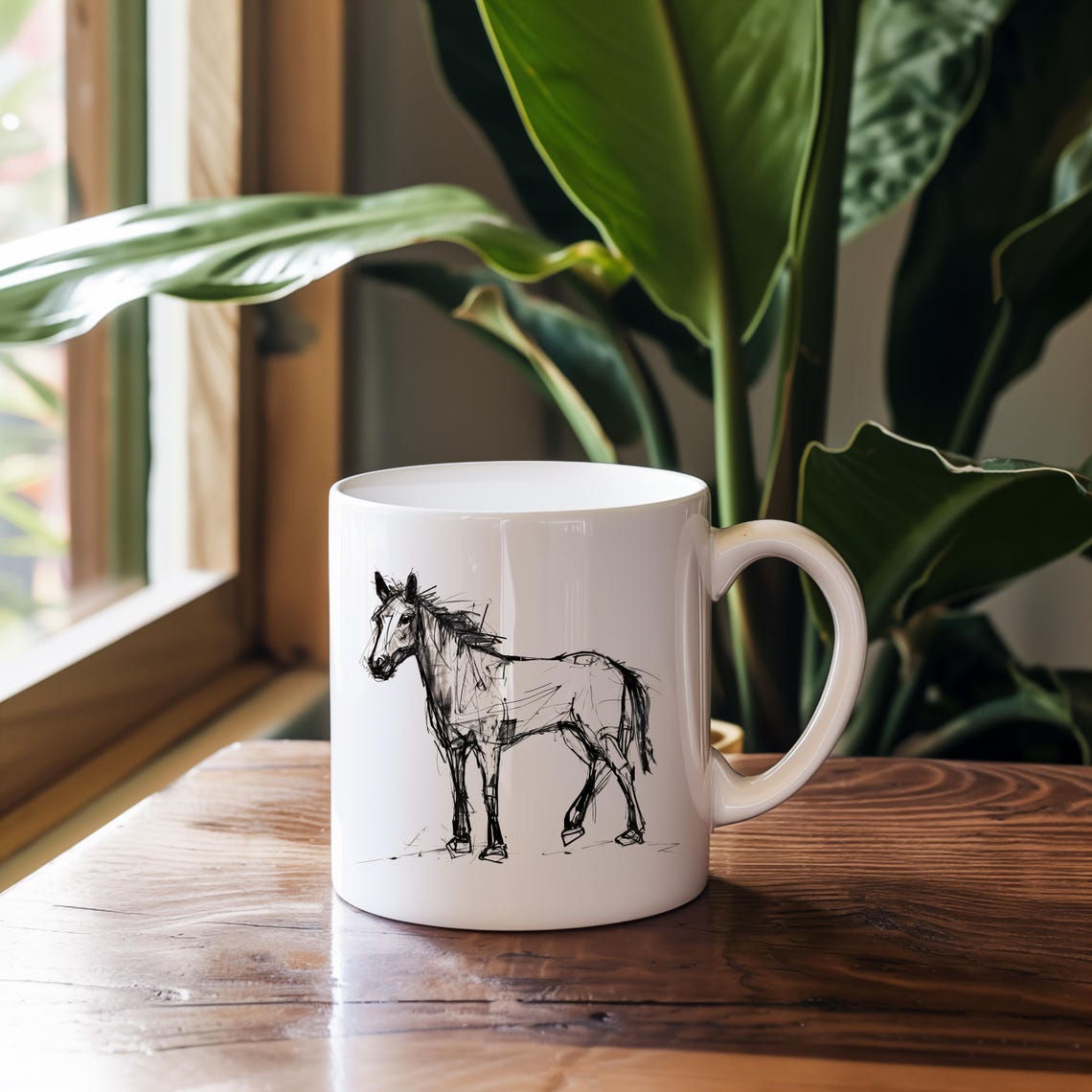 Horse Printable Digital Download Cute Horse JPG High Res Drawing of ...