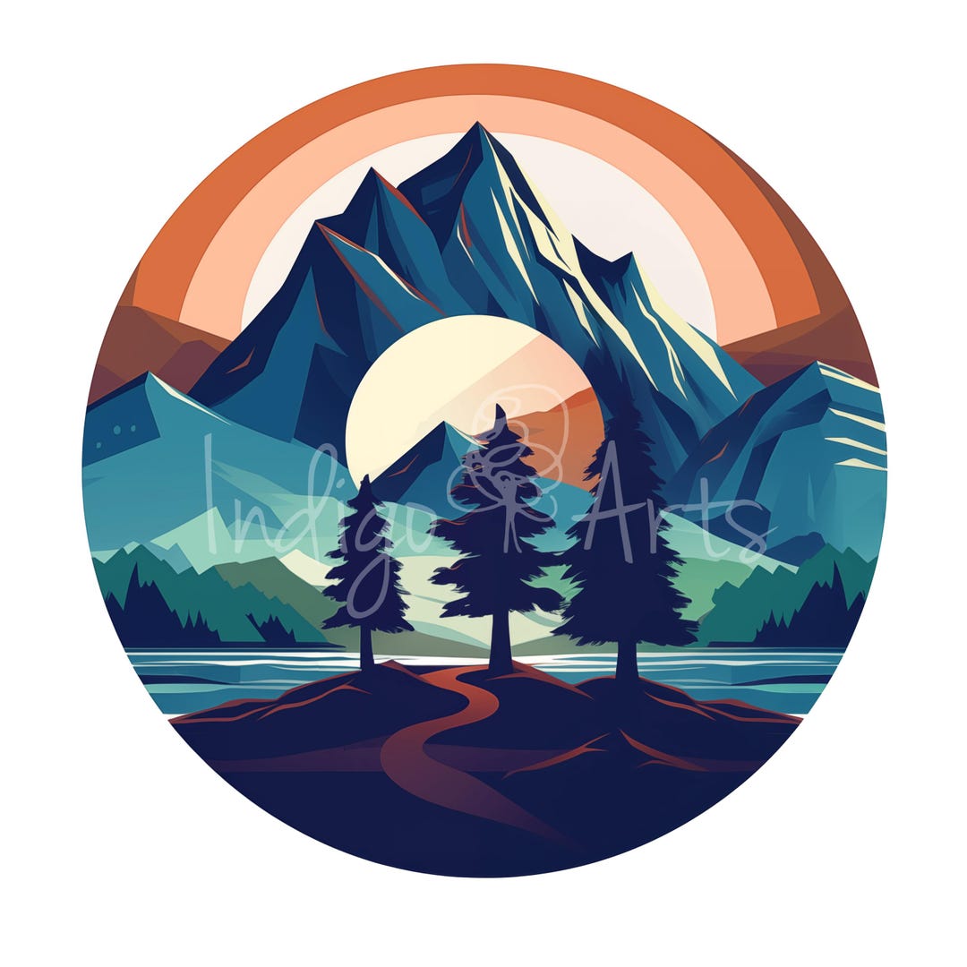 3 Trees in Mountains PNG Digital Download for Personal & Small ...