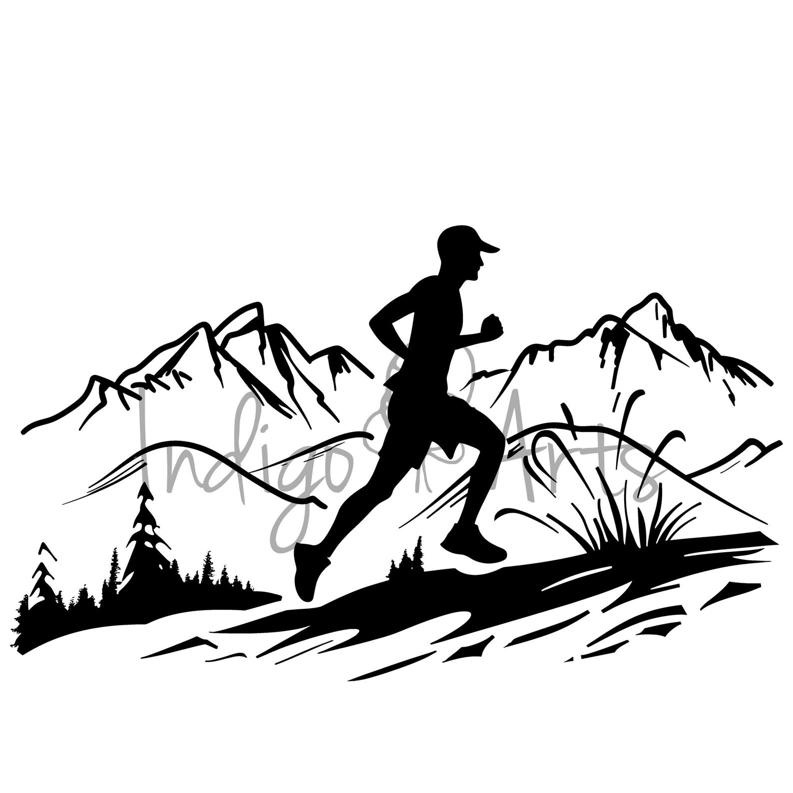 Male Trail Runner Clipart Mountain Run for Small Commercial Use Digital ...