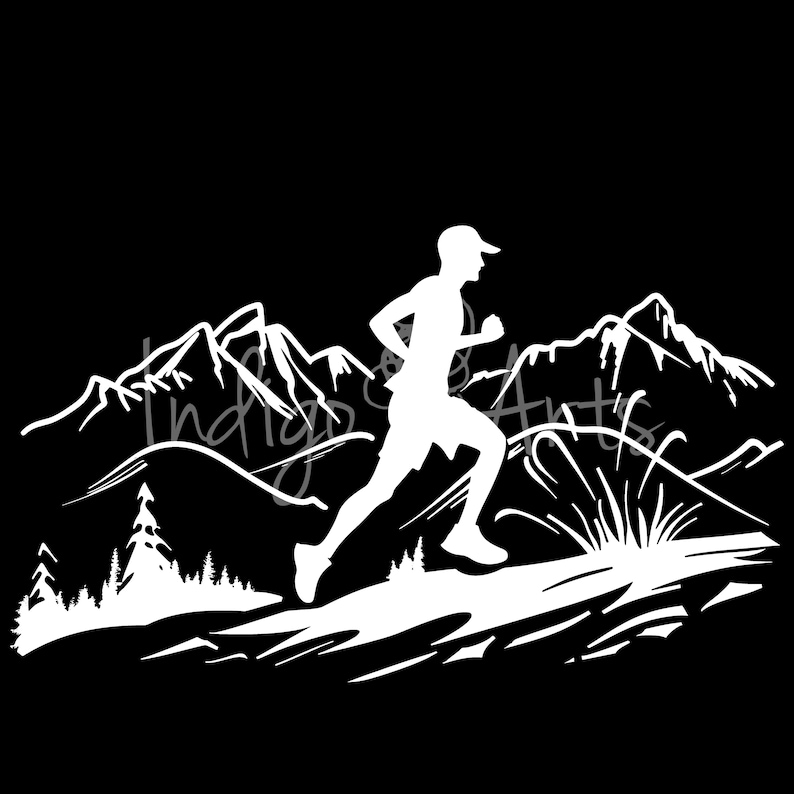 Male Trail Runner Clipart Mountain Run for Small Commercial Use Digital ...