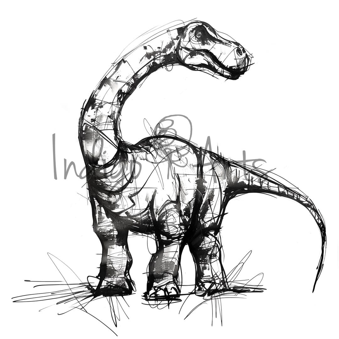 Brachiosaurus Digital Download JPG High Res Drawing of Diplodocus ...