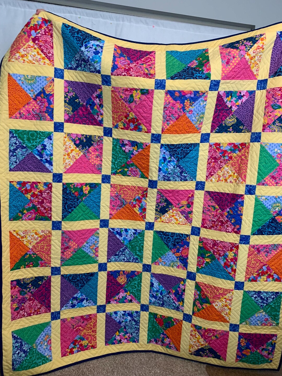 Floral Cabin Quilt: Multicolor Squares, Minky Backing. 62x71 - Etsy