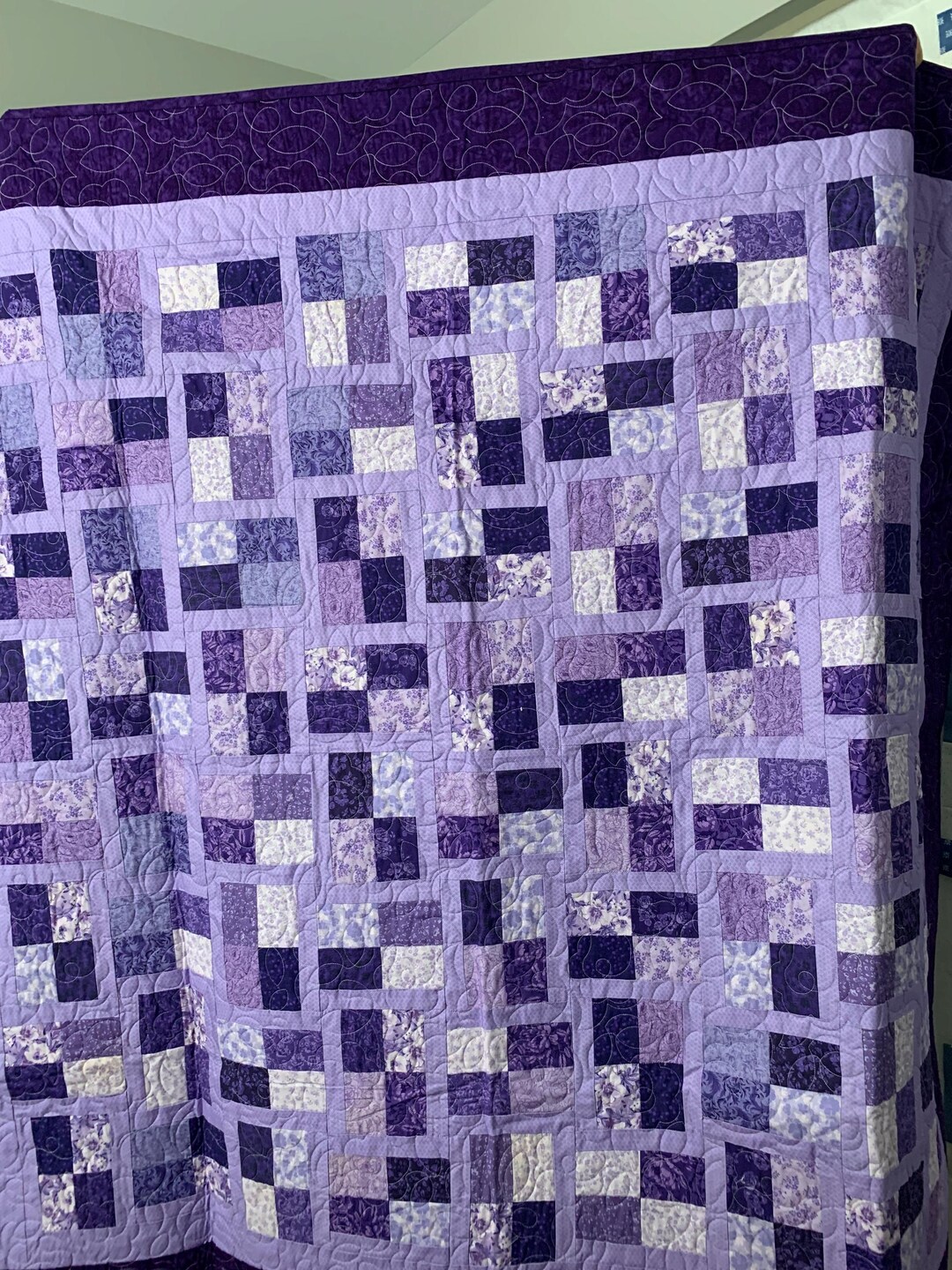 Purple Flower Box Quilt 62x66 - Etsy