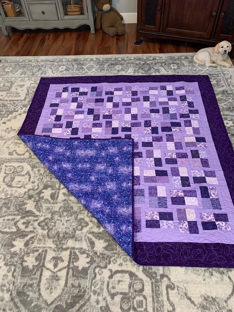 Purple Flower Box Quilt 62x66 - Etsy