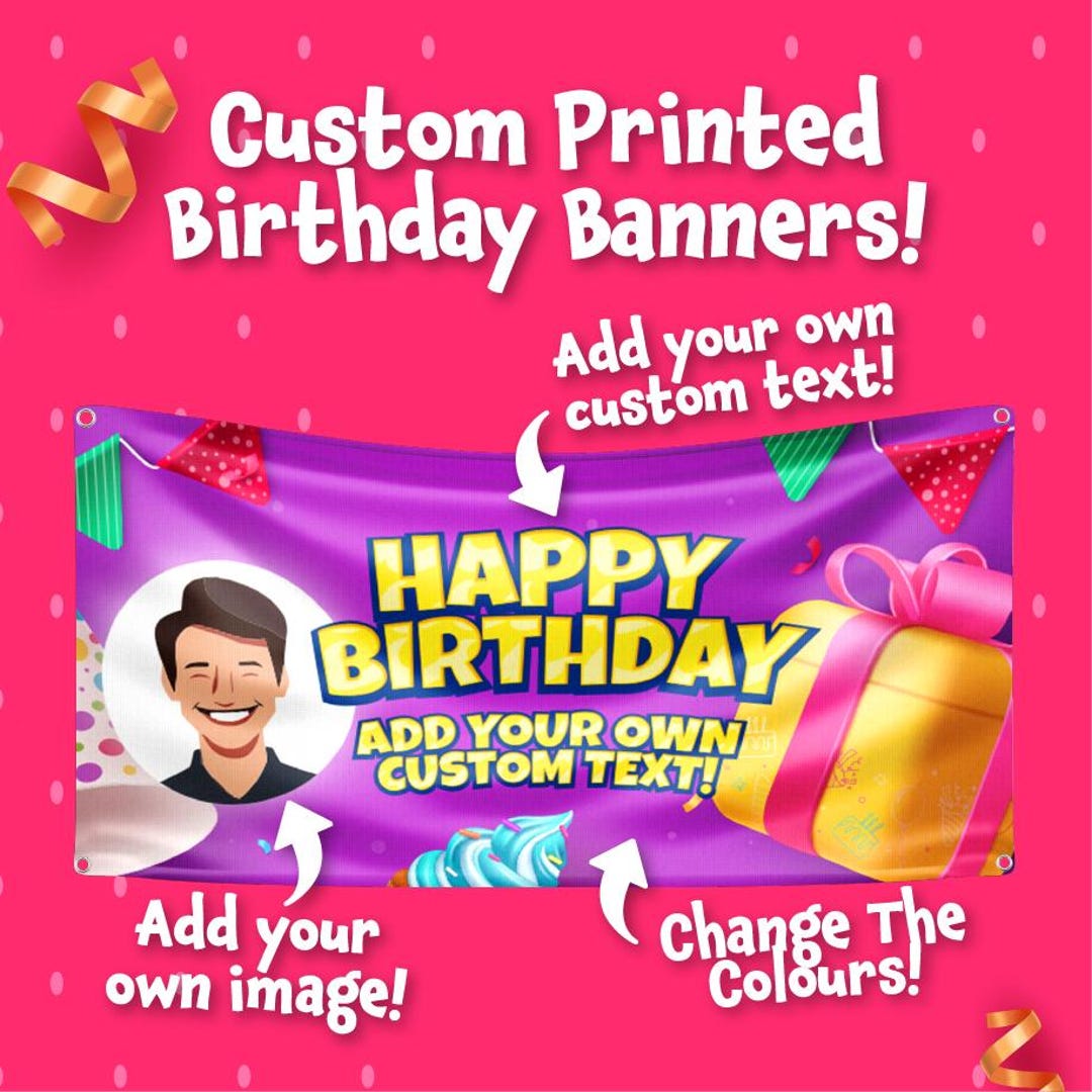 Personalised PVC Birthday Banner - Custom Printed Indoor & Outdoor PVC ...