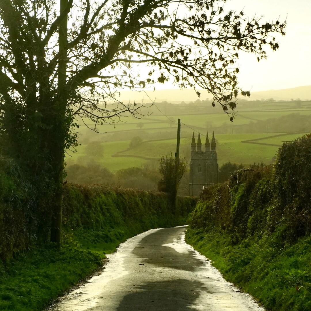 Peter Tavy Church View, Dartmoor, Devon 5 Inch Square Greetings Card ...