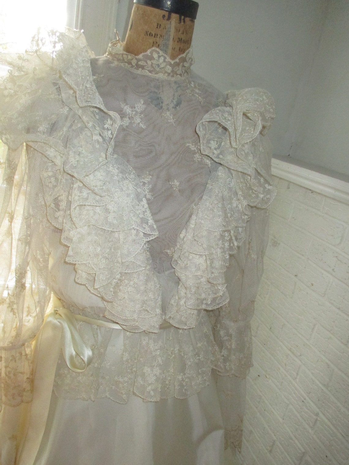 Edwardian Lace Ruffed 2 Piece Gown Ivory Vintage Size 8 - Etsy
