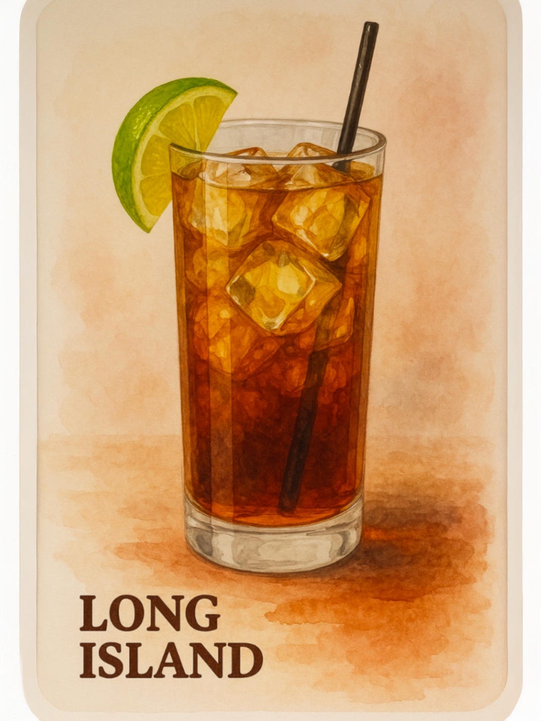 Long Island Iced Tea Poster | Cocktail Wall Art | Retro Bar Print ...