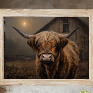 Highland Cow Digital Download | Rustic Farmhouse Wall Art Print ...