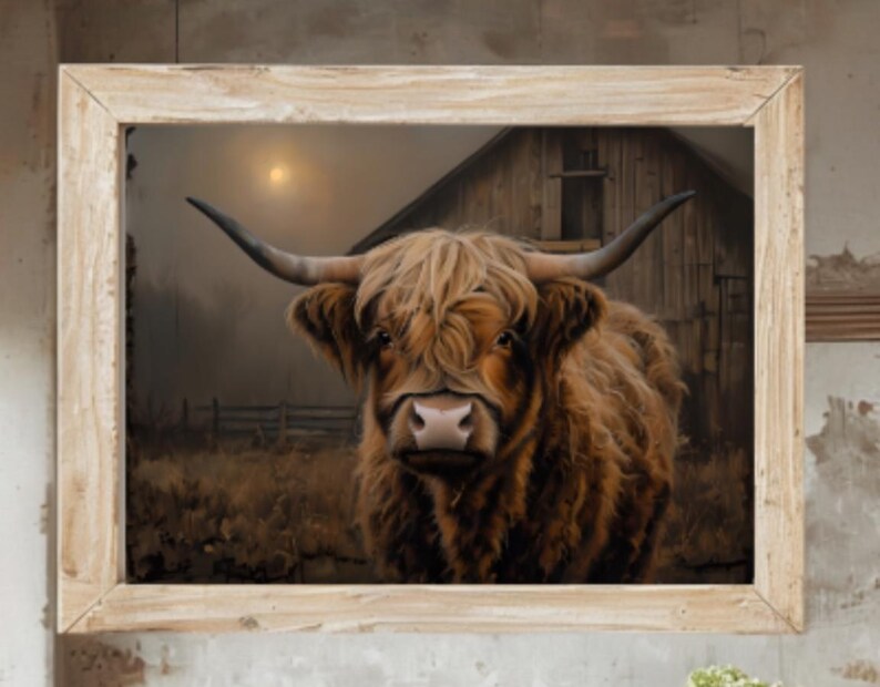Highland Cow Digital Download | Rustic Farmhouse Wall Art Print ...
