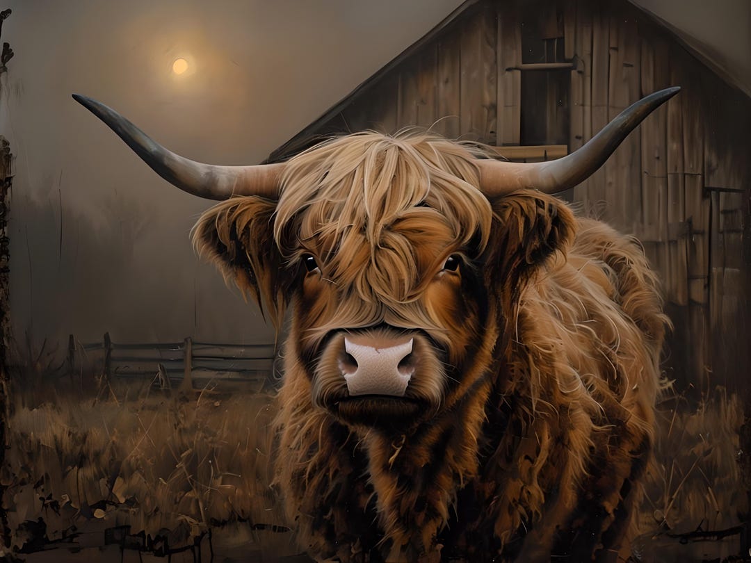 Highland Cow Digital Download | Rustic Farmhouse Wall Art Print ...