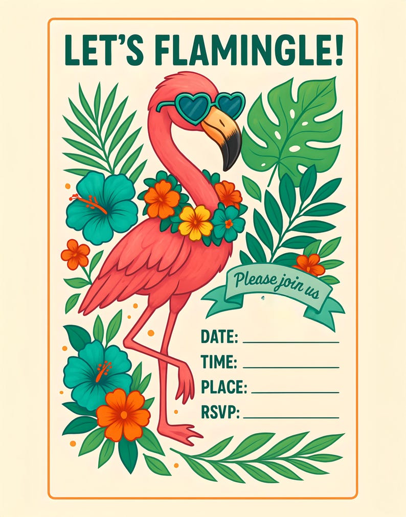 Let's Flamingle Flamingo Invitation - Tropical Party Printable - Summer ...