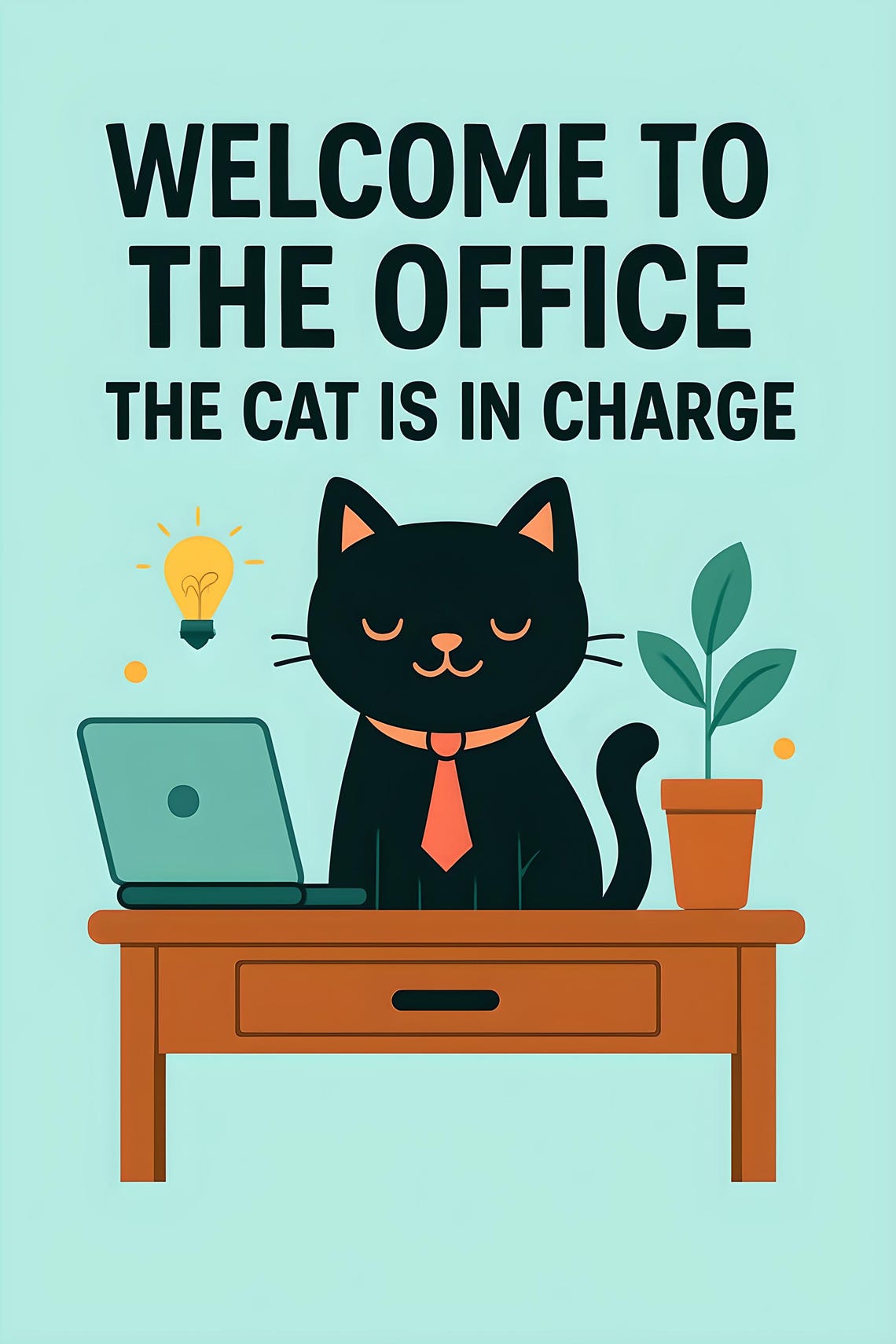 Funny Cat Office Wall Art | the Cat is in Charge Sign | Home Office ...