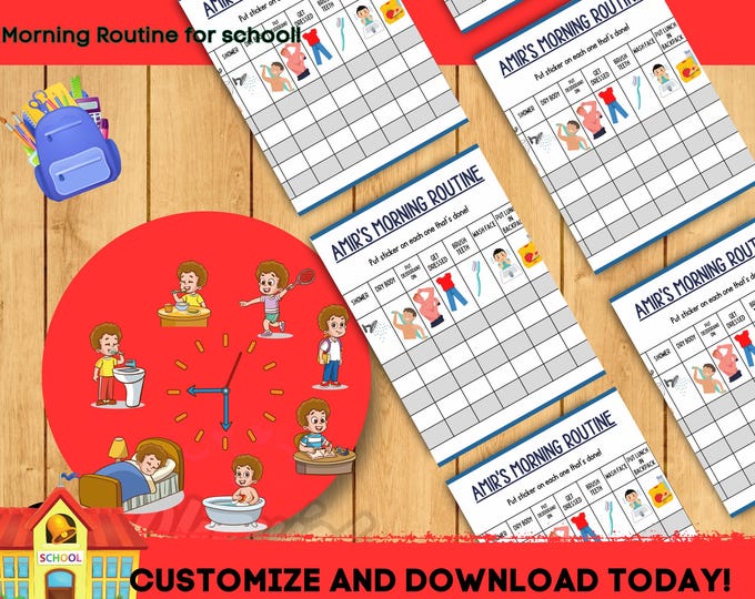 Morning Routine Sign | Dry Erase Chart | Customized | Daily Routine ...