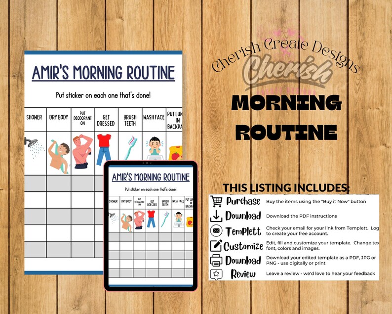 Morning Routine Chart for Kids - Printable Daily Checklist | Visual ...