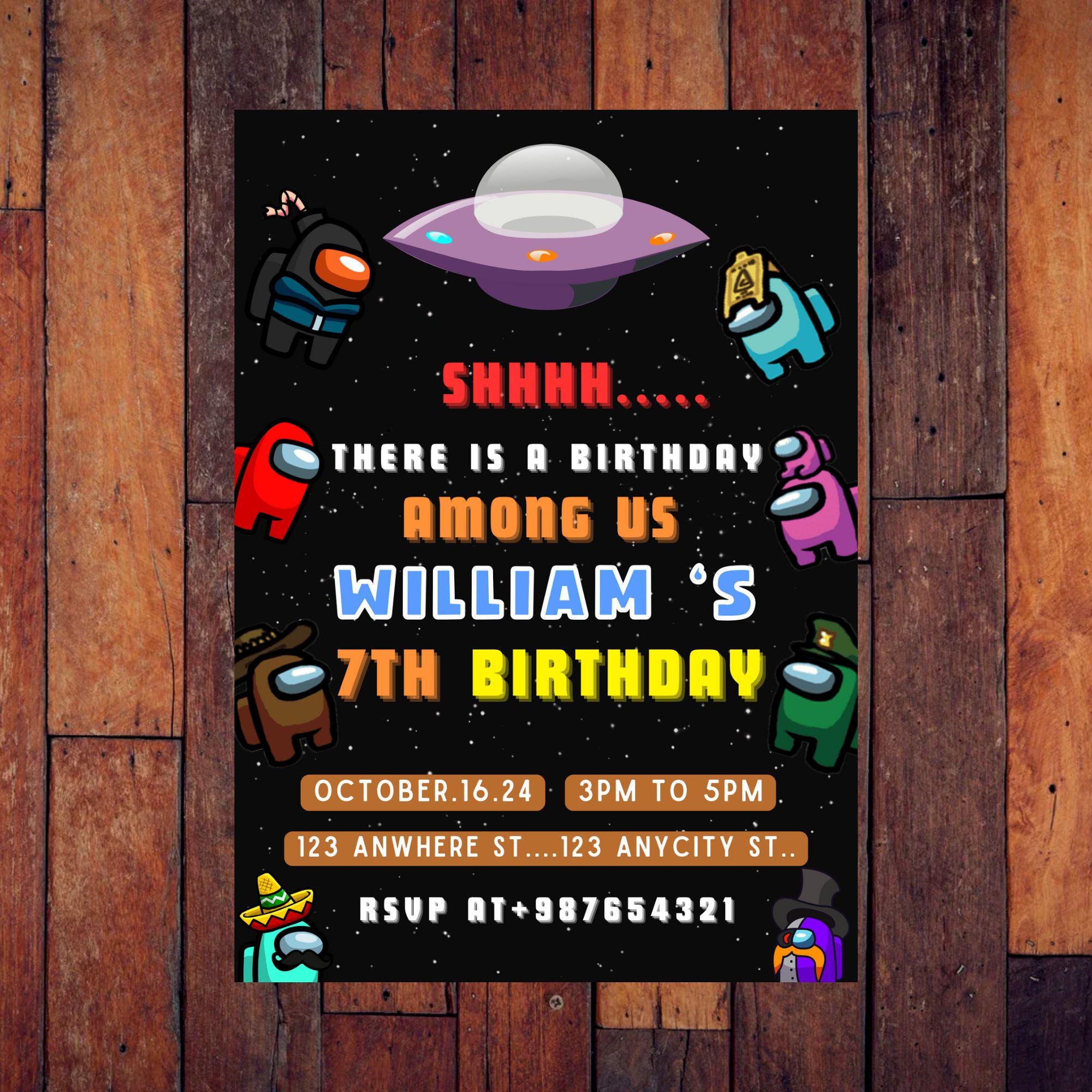 Editable Among Us Birthday Invitation Template for Kids / Kids Birthday ...