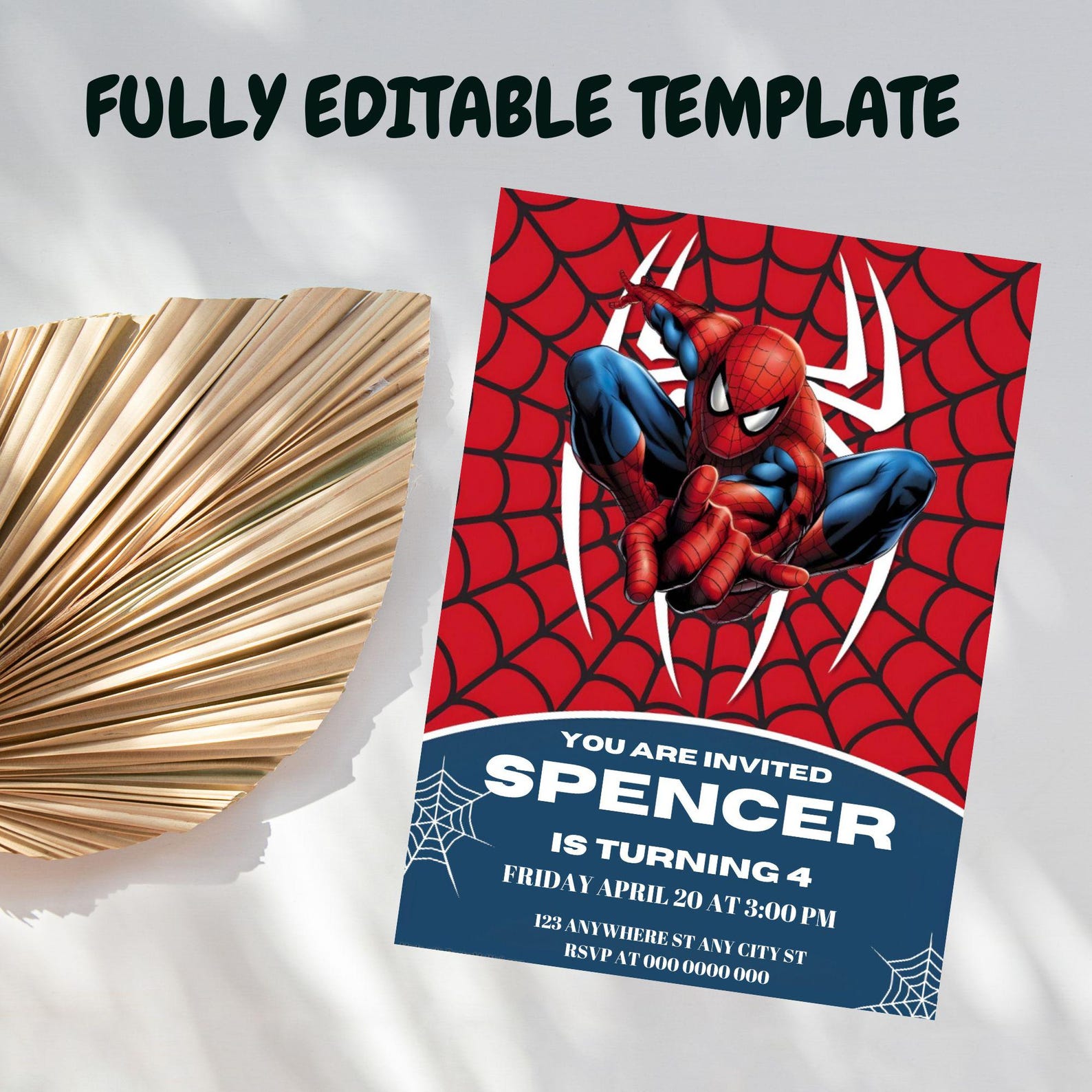 Editable Spiderman Birthday Invitation Template / Spiderman Birthday ...