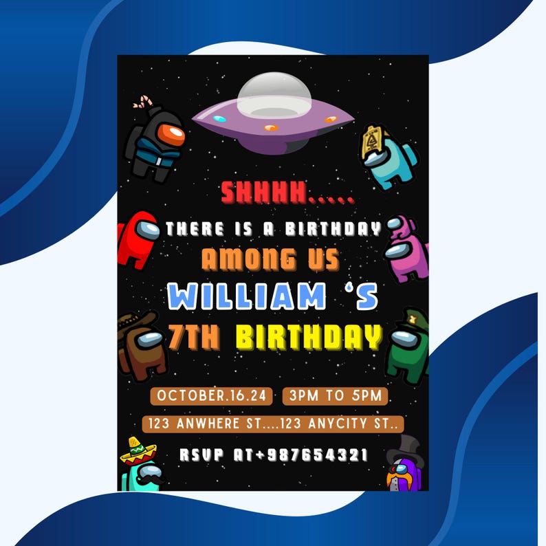 Editable Among Us Birthday Invitation Template for Kids / Kids Birthday ...