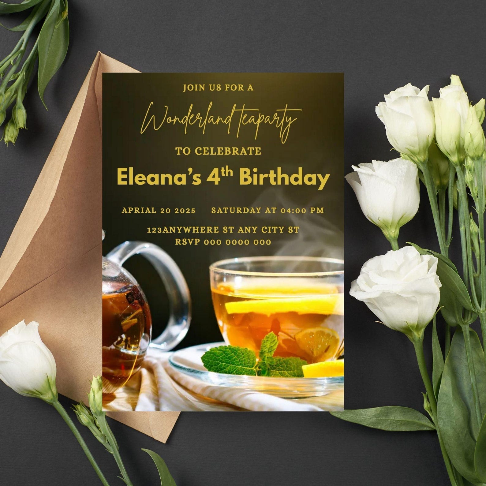 Editable Tea Party Invitation Template / High Tea Party Invitation ...