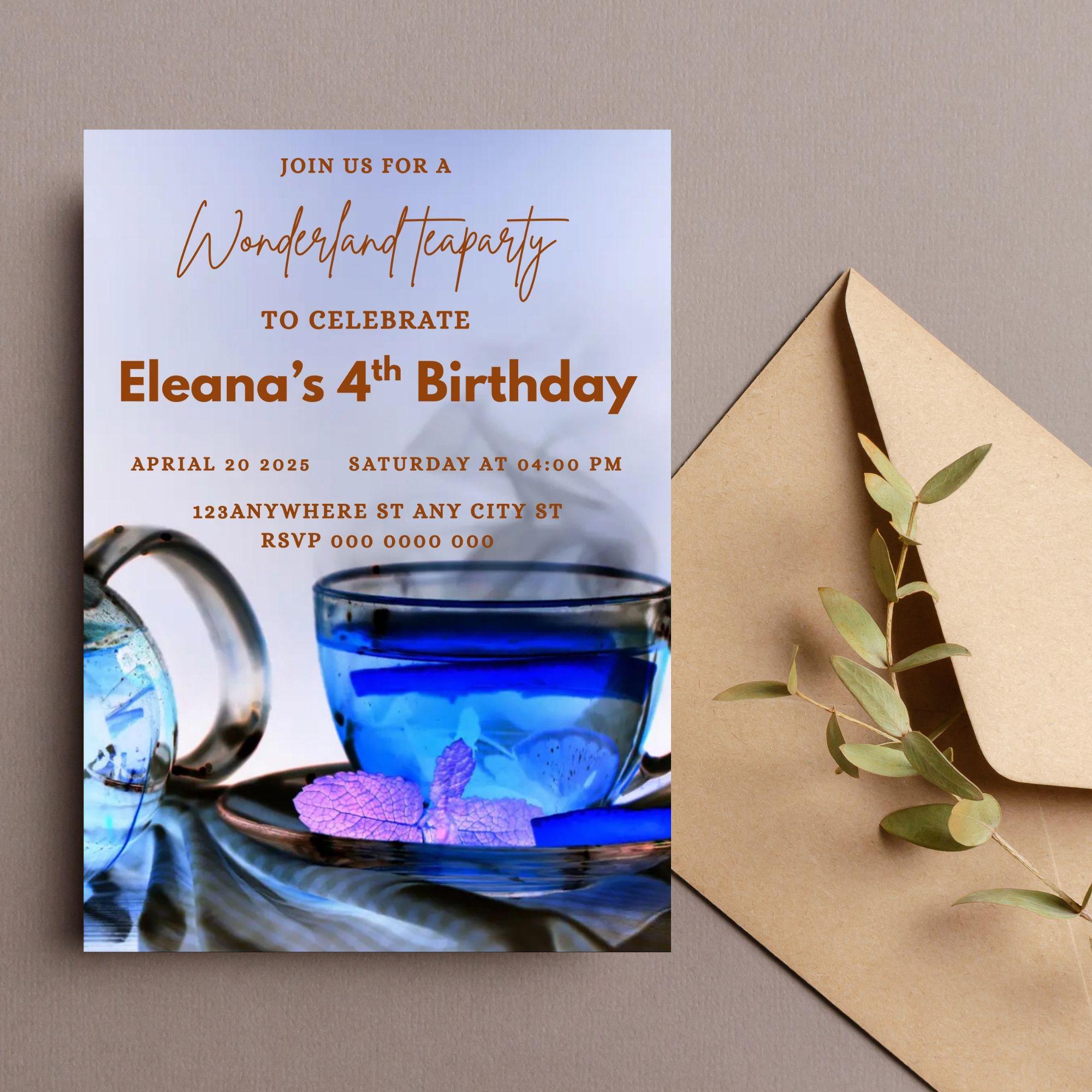 Editable Tea Party Invitation Template / High Tea Party Invitation ...