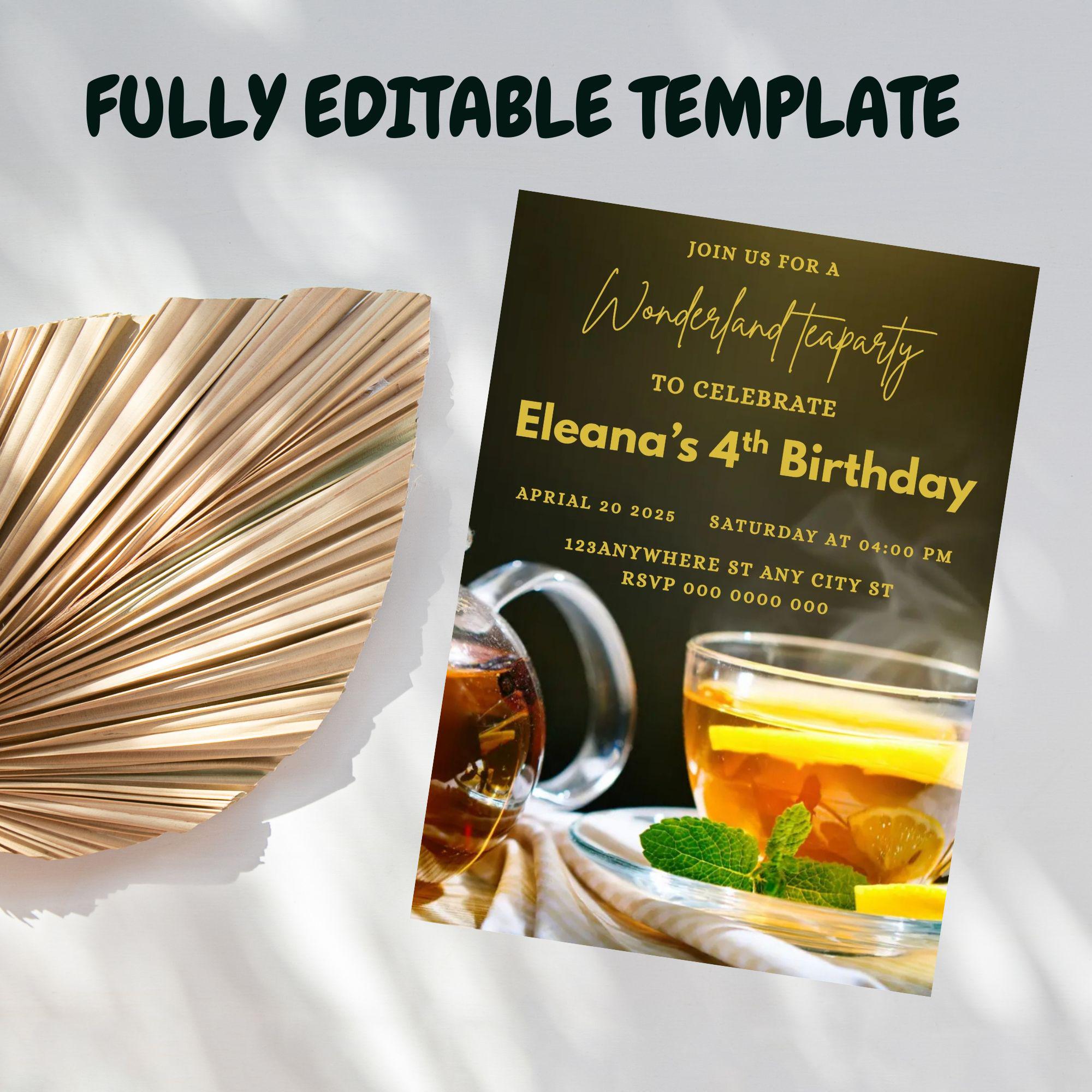 Editable Tea Party Invitation Template / High Tea Party Invitation ...