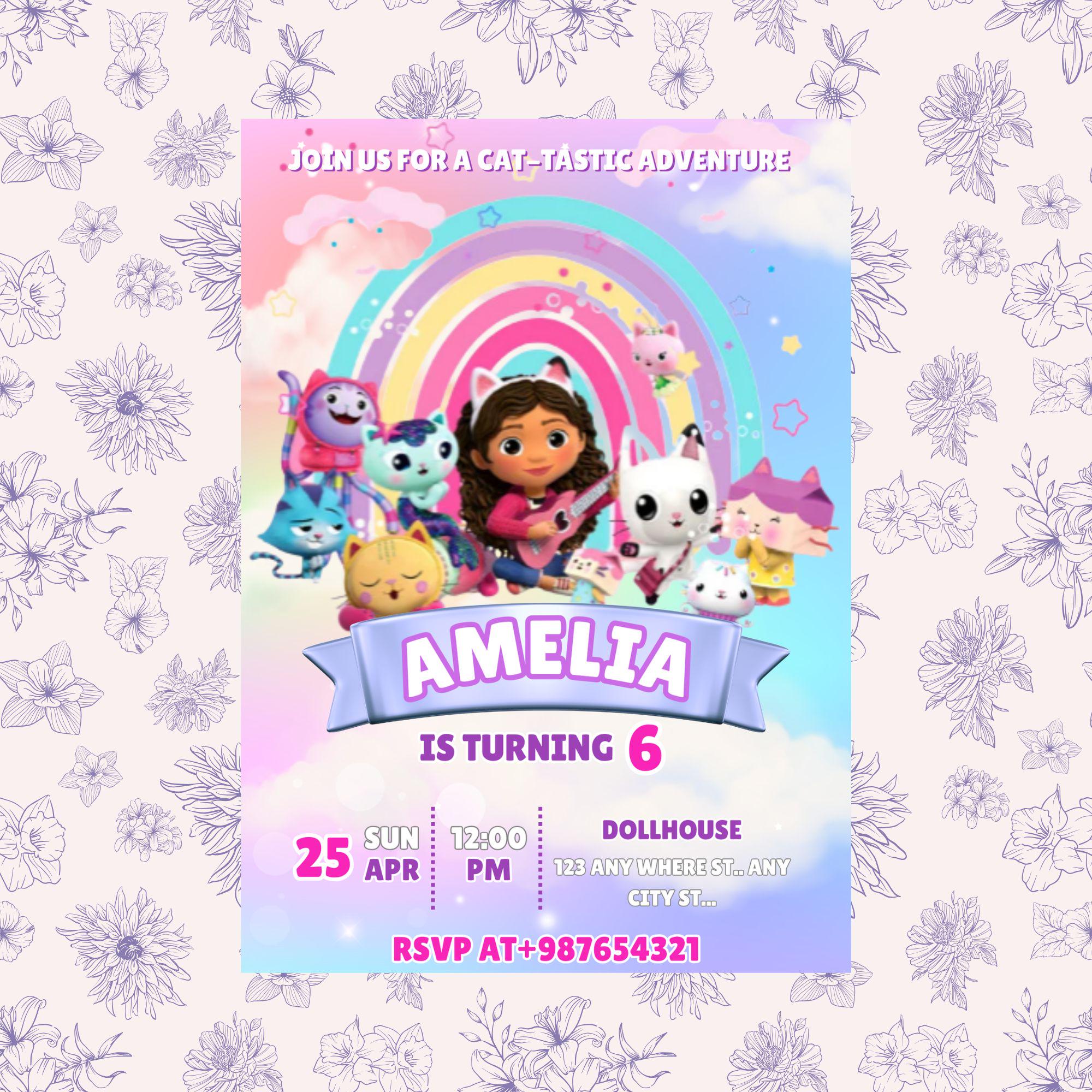 Editable Gabby's Dollhouse Birthday Invitation Template (digital ...