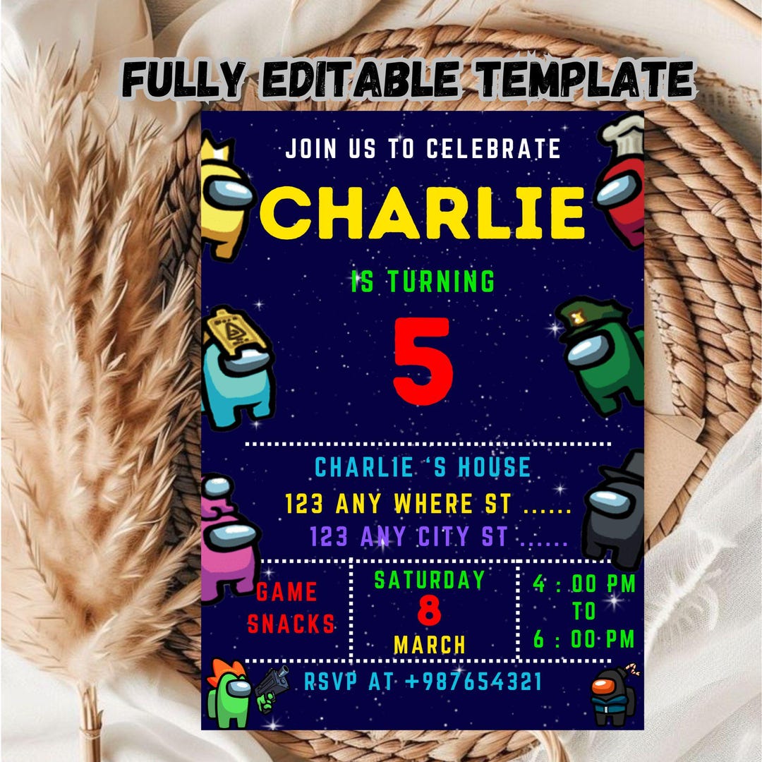 Editable Among Us Birthday Invitation Template (digital Download) - Etsy