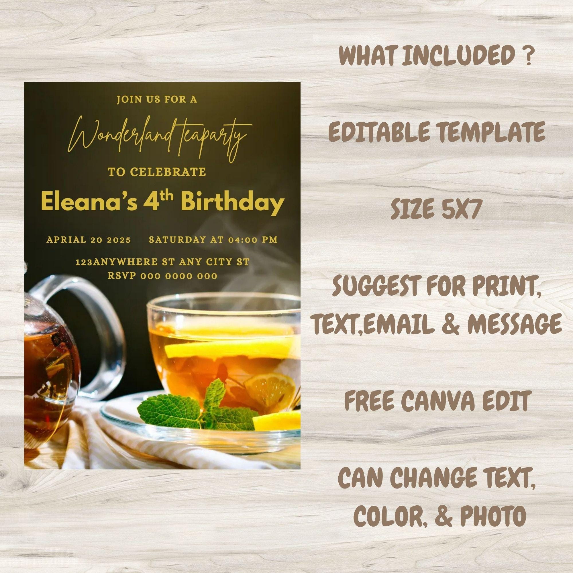 Editable Tea Party Invitation Template / High Tea Party Invitation ...