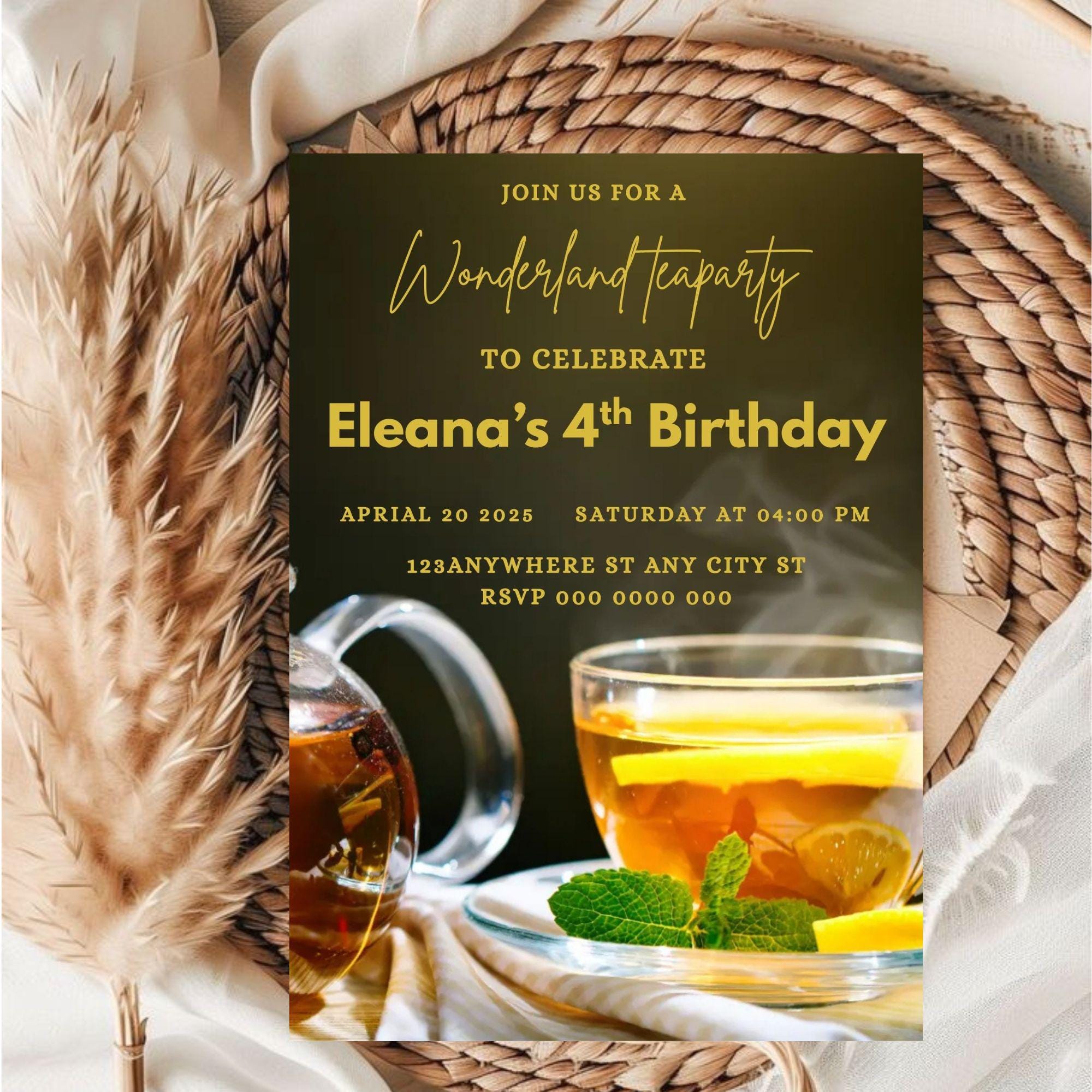 Editable Tea Party Invitation Template / High Tea Party Invitation ...