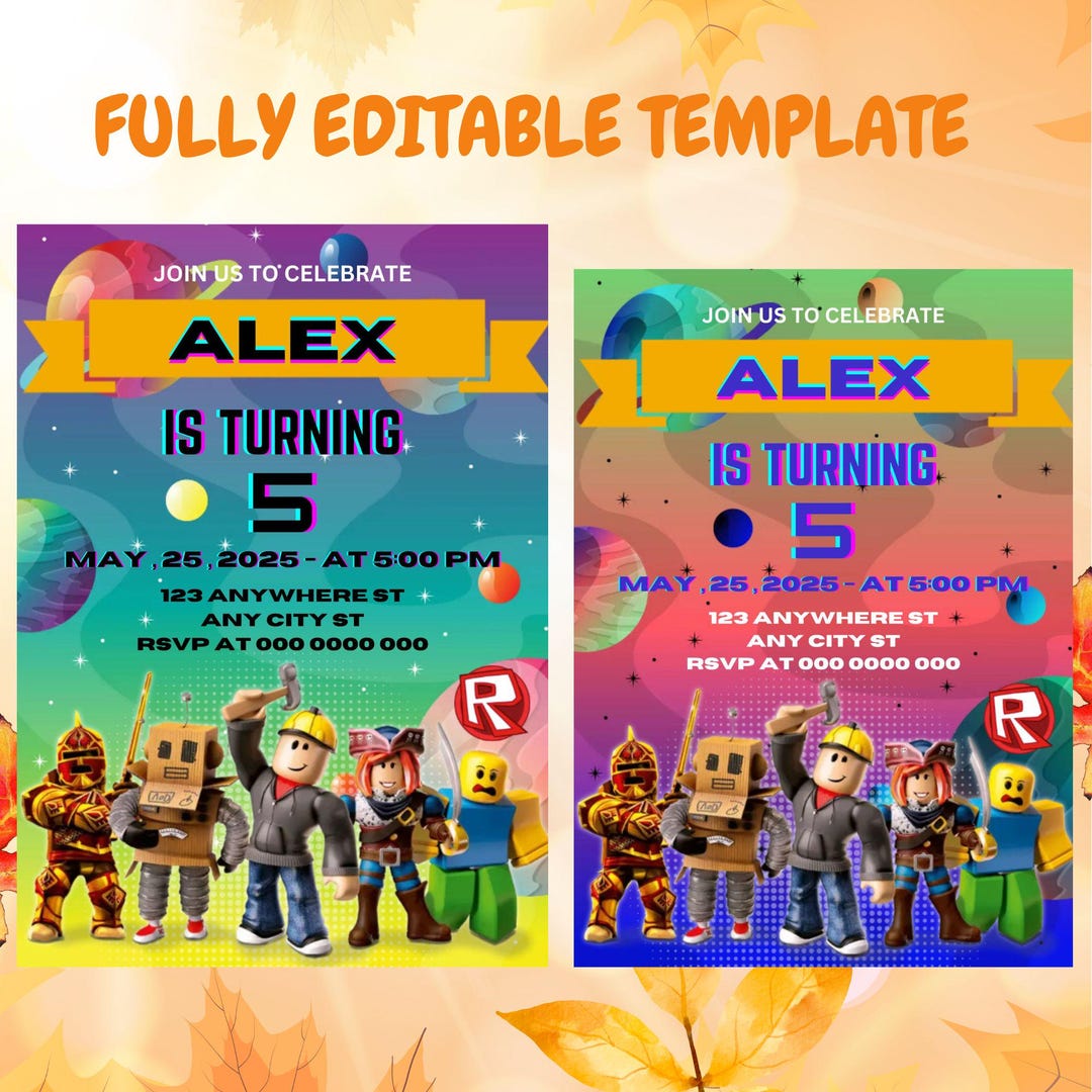 Editable Roblox Birthday Invitation Template (digital Download) - Etsy