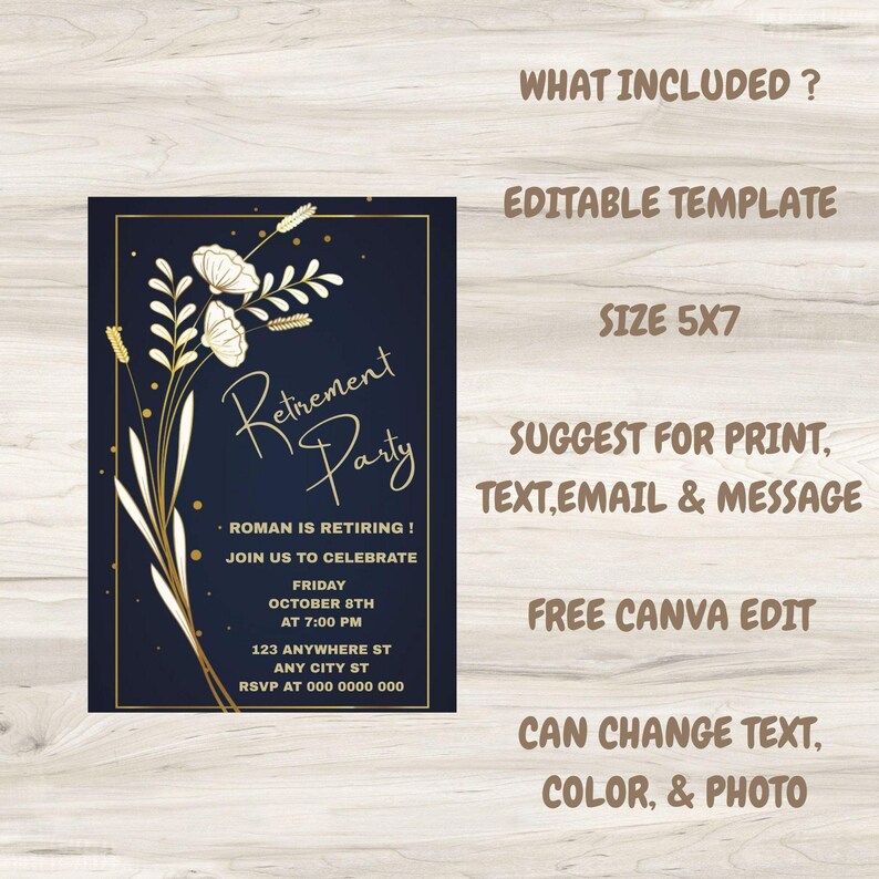Editable Retirement Party Invitation Template (digital Download) - Etsy