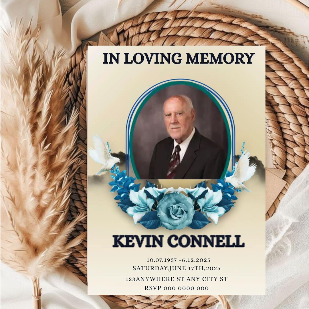 Editable Funeral Invitation Template: Canva Memorial Announcement ...