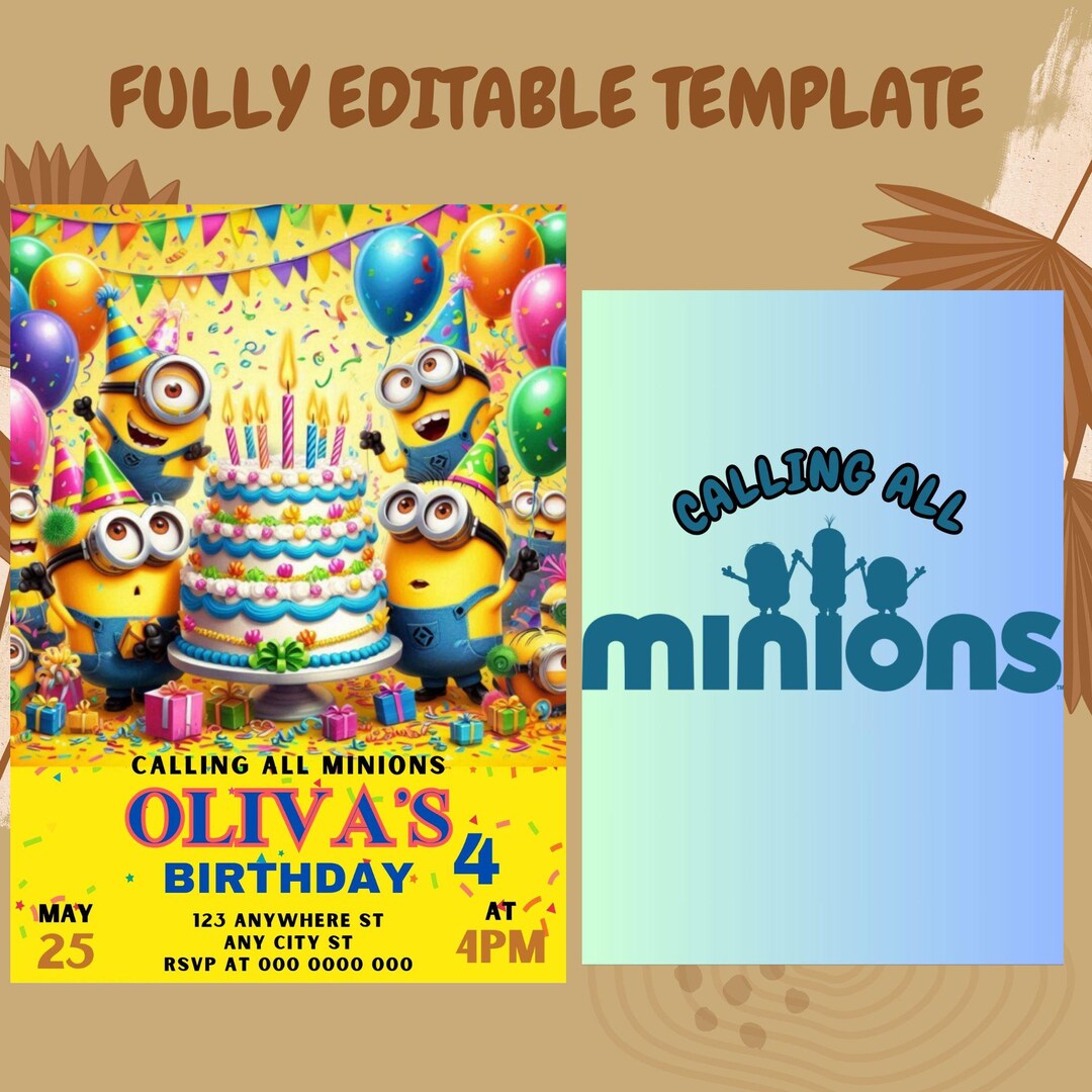 Editable Minions Birthday Invitation Template (digital Download) - Etsy