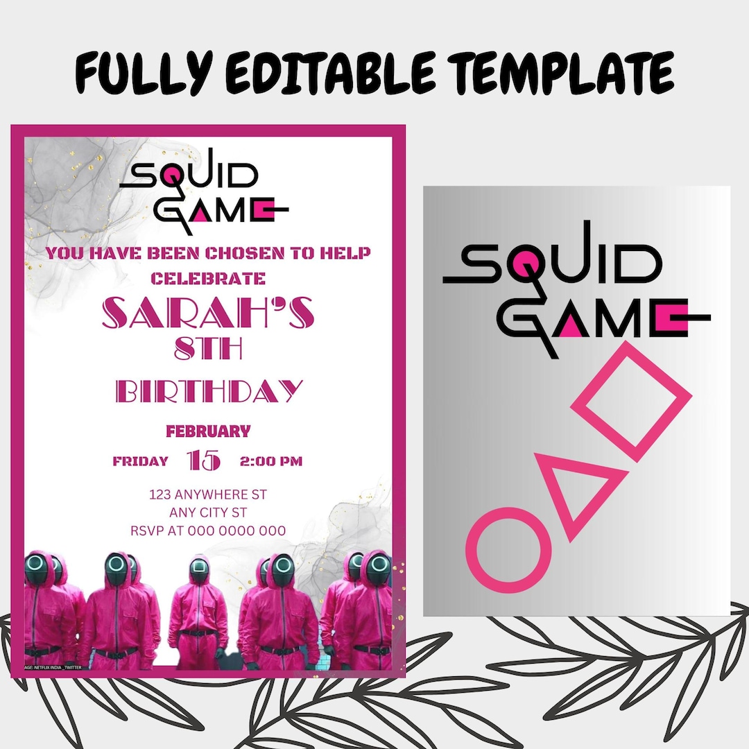 Editable Squid Game Birthday Invitation Template (digital Download) - Etsy