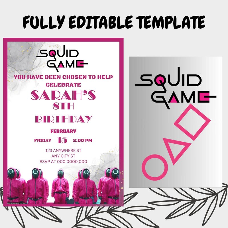 Squidgames Birthday Party Invitation - Etsy