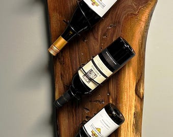 Handcrafted Live Edge Wine Rack in Whisky Barrel Ring - Etsy